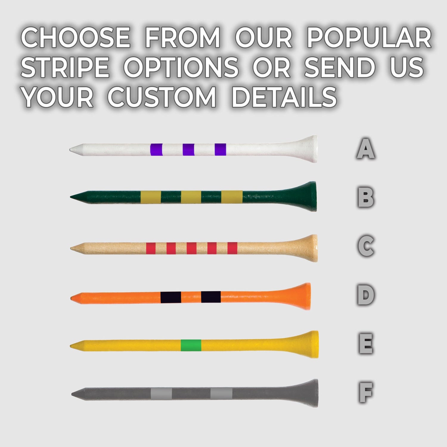Custom Striped Wood Golf Tees – 3¼"